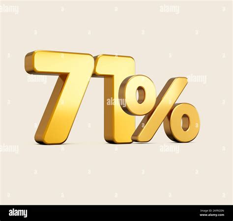 A 3d Illustration Of Golden Number 71 Percent Isolated On Beige