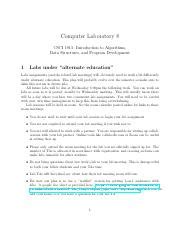 Lab8 Pdf Computer Laboratory 8 CSCI 1913 Introduction To Algorithms Data Structures And