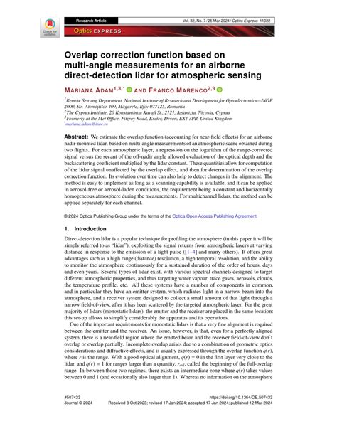 Pdf Overlap Correction Function Based On Multi Angle Measurements For An Airborne Direct