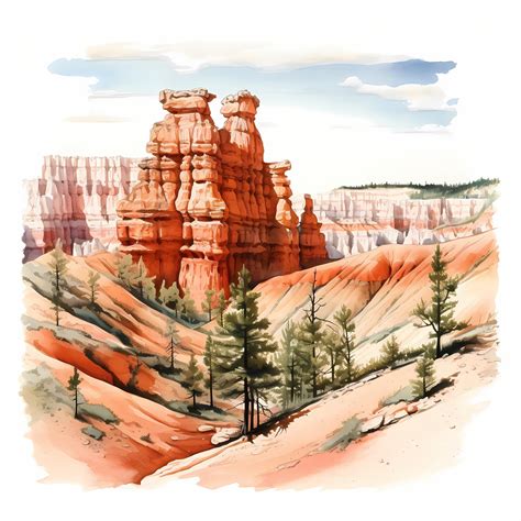 Bryce Canyon National Park Watercolor Sketch Art Bundle Bryce Canyon