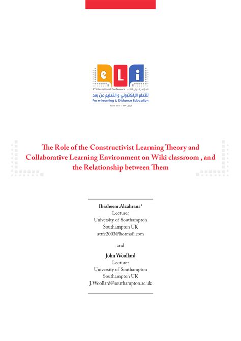 Pdf The Role Of Constructivist Learning Theory And Collaborative Learning Environment On Wiki