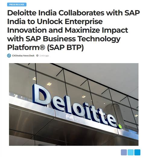 Deloitte India Collaborates With Sap India To Unlock Enterprise