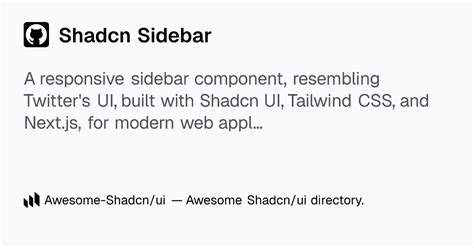 Shadcn Sidebar: Build responsive, Twitter-style sidebars with Shadcn UI and Next.js. – Awesome ...