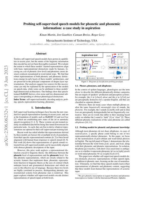 PDF Probing Self Supervised Speech Models For Phonetic And Phonemic Information A Case Study