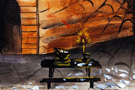 유행 그림 우화 현대 예술 나의 원래 유화는 증권 및 불타는 양 초 벤치 저녁 빛 복고풍 스타일의 정 물 테이블에 캔버스 인상파 수평 내부 그림 그림 그리기에 대한 스톡