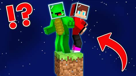 Mikey And Jj Surive On One Block In The Space In Minecraft Maizen