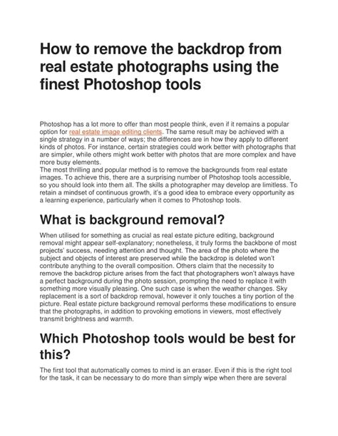 PPT How To Remove The Backdrop From Real Estate Photographs Using The Finest Photoshop Tools