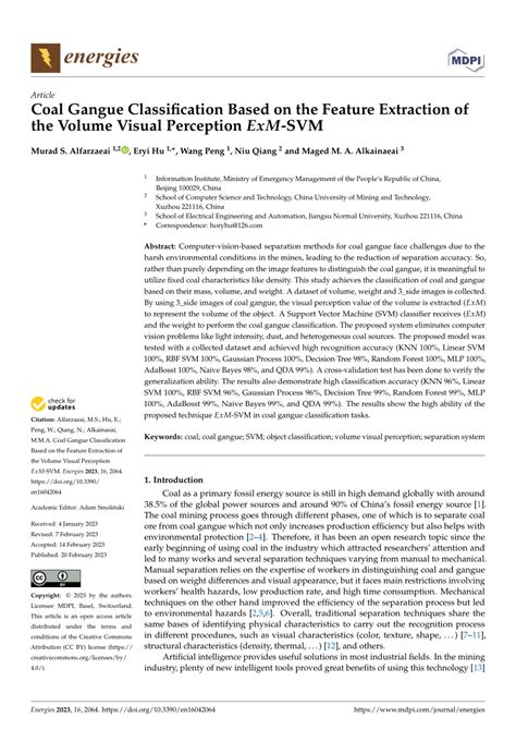 pdf coal gangue classification based on the feature extraction of the