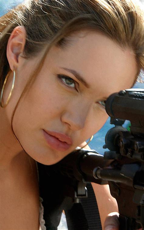 X Resolution Angelina Jolie With Gun Wallpaper X Resolution Wallpaper Wallpapers Den