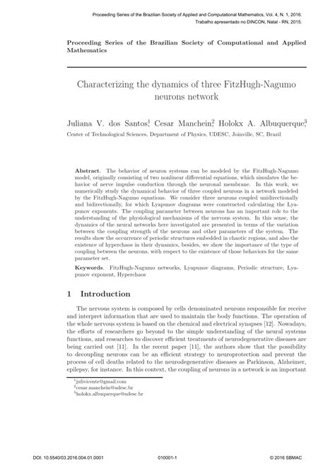 Pdf Characterizing The Dynamics Of Three Fitzhugh Nagumo Neurons Network