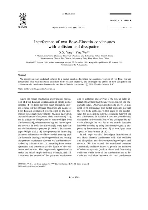 Pdf Interference Of Two Bose Einstein Condensates With Collisions