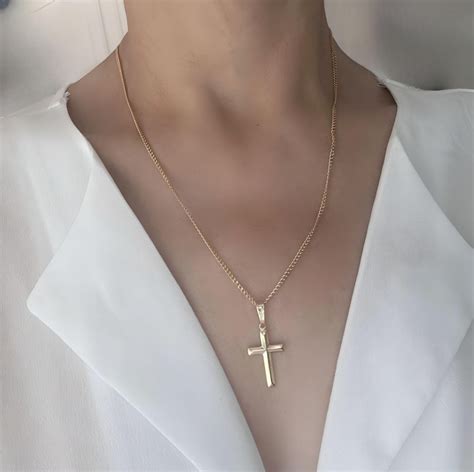 14k Gold Cross For Women Gold Cross Necklace Small Elegant Classic