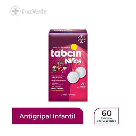 Tabcin Niños Cereza 60 Tableta Efervescente Disp Cruz Verde