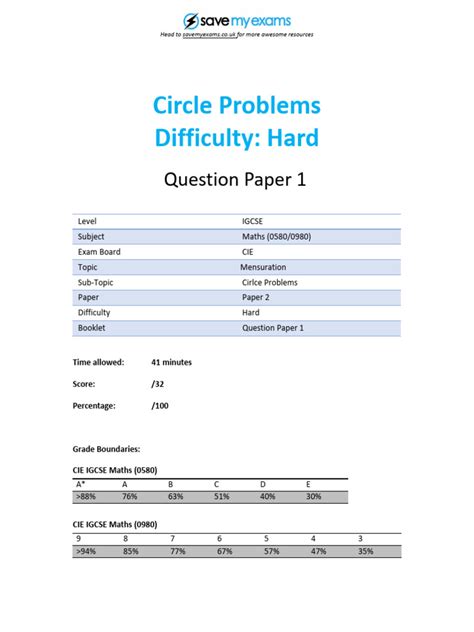 E53 Circle Problems 2b Topic Booklet 1 1 Pdf Student Assessment