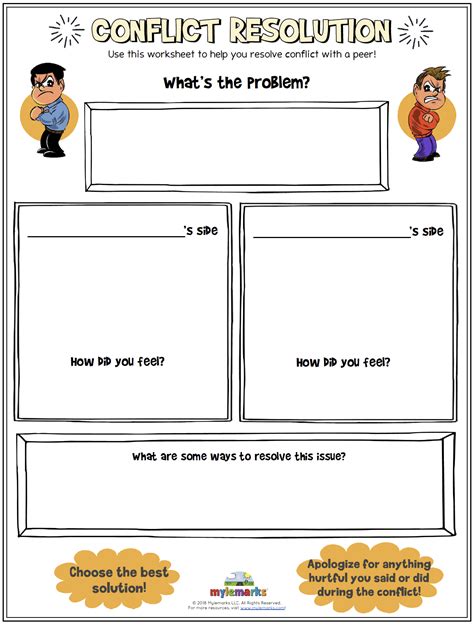 Conflict Resolution Worksheet By Courtney Benner Worksheets Library Worksheets Library