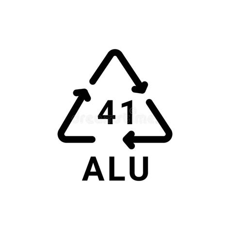 Metal Recycling Code Alu 41 Line Icon Consumption Code Stock Vector Illustration Of Contour