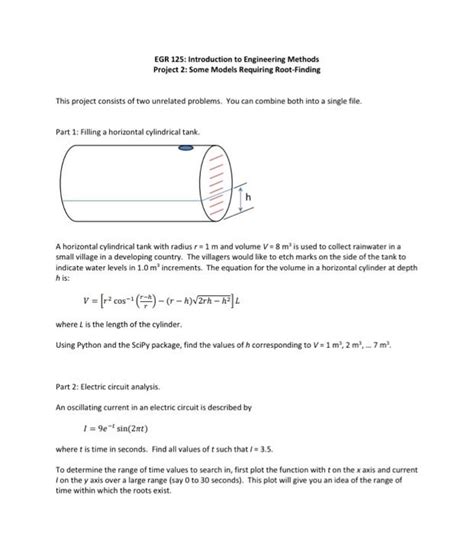 solved egr 125 introduction to engineering methods project
