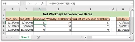 Excel Formula Get Workdays Between Dates Exceljet Total Working Days