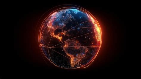 A Digital Illustration Of A Glowing Globe With Orange Lines Connecting
