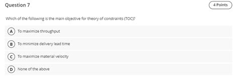 Solved Question 7 Which Of The Following Is The Main