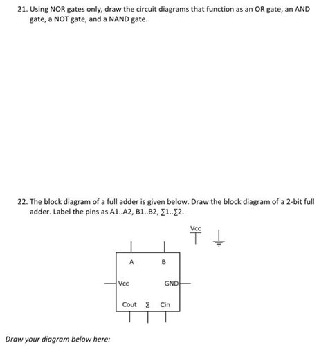 Solved Using NOR Gates Only Draw The Circuit Diagrams Chegg