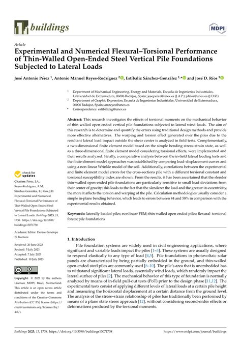 Pdf Experimental And Numerical Flexural Torsional Performance Of Thin Walled Open Ended Steel
