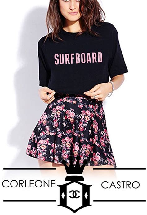 Surfboard Tee And Floral Skirt Outfit