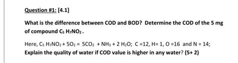 Solved What Is The Difference Between COD And BOD Determine Chegg Com