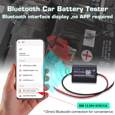 MICRO E V Battery Voltage Tester Car Battery Health Tester Bluetooth Android Device