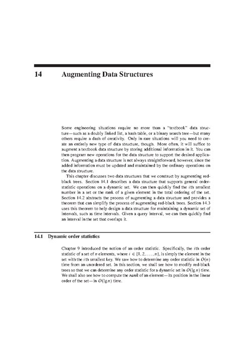 Chapter 14 Augmenting Data Structures 14 Augmenting Data Structures Some Engineering