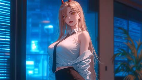 4k HD Wallpaper Power From Chainsaw Man In Office Doorway