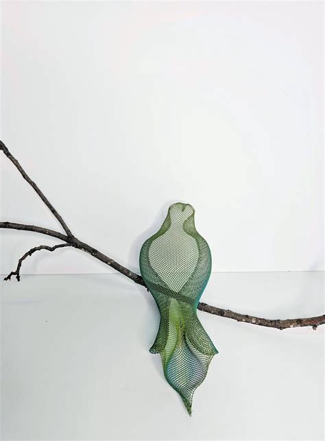 Green And Blue Mesh Metal Wire Bird Sculpture Wallshelf Decor Etsy