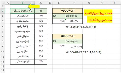 تفاوت دو تابع Vlookup و Xlookup در اکسل اکسل لرن