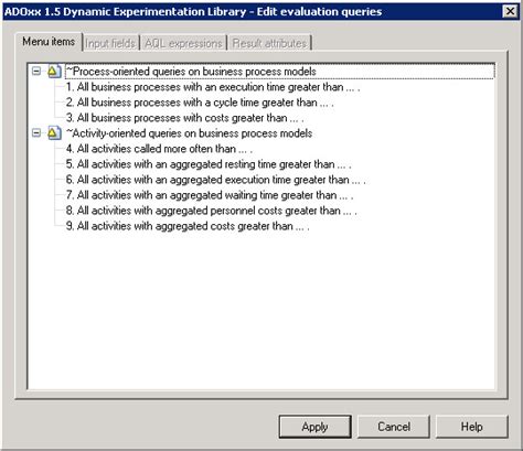 Predefined Evaluation Queries
