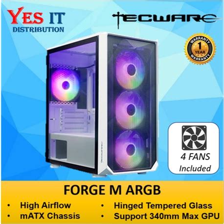 Tecware Forge M ARGB TG MATX Gaming Casing Chassis Black White Snow White Shopee Malaysia