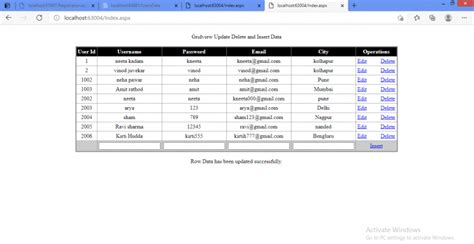 Gridview Crud Operations In C Net Demo Kashipara