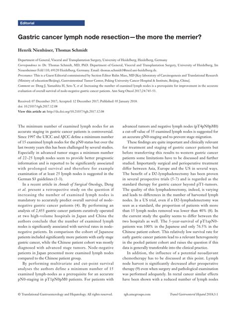 Pdf Gastric Cancer Lymph Node Resection—the More The Merrier