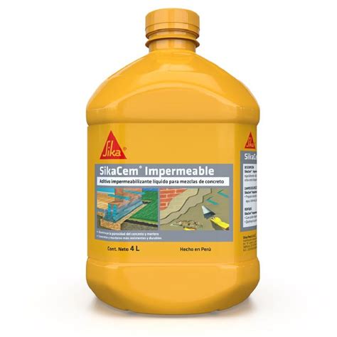 Impermeabilizante Para Concreto Y Mortero Sikacem Impermeable X 4l