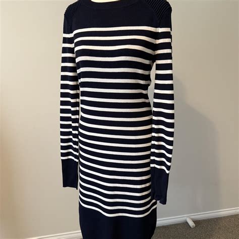 Witchery Navy And White Striped Sweater Dress Size 8 Depop
