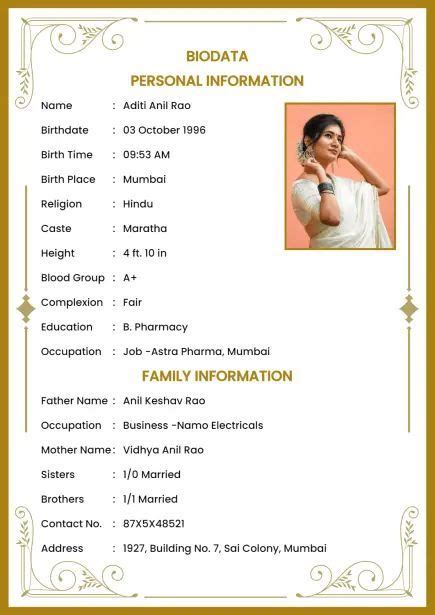 Free Marriage Biodata Format Download Biodata For Marriage Bio Data