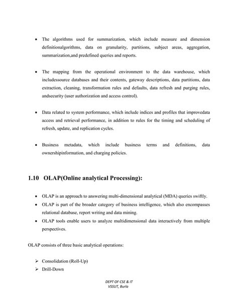 Data Mining And Data Warehousing Lecture Notes Pdf