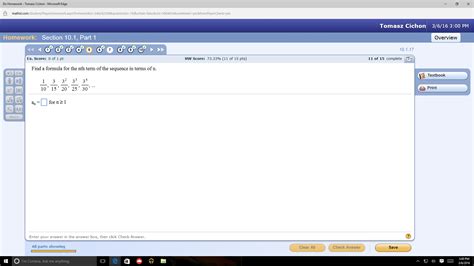 Solved Find A Formula For The Nth Term Of The Sequence In Chegg