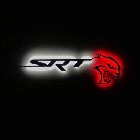 Srt Hellcat Dodge Challenger Led Lighted Metal Sign Car Logo Metal
