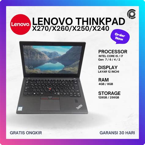 Jual Lenovo Thinkpad X280 X270 X260 X250 X240 X220 X230 I5 I7 Gen 5 Gen 6 Laptop Kerja Terawat
