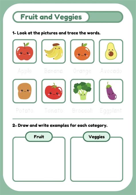 Handwriting Puzzle Worksheets Fruit And Veggies Free Download And Print