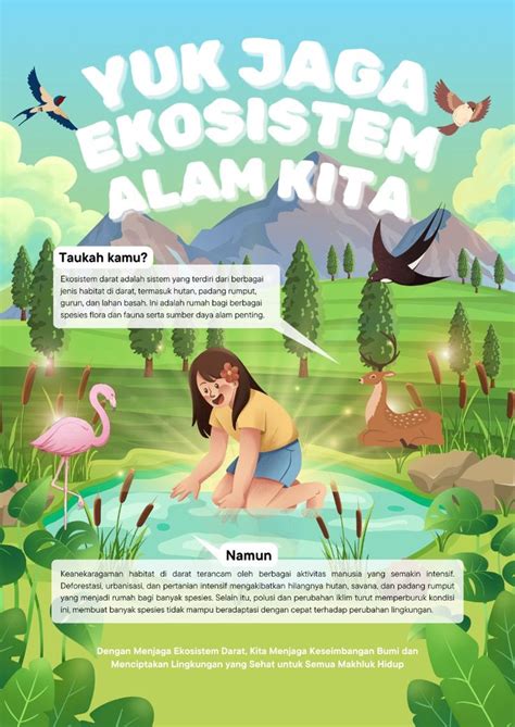 Poster Menjaga Ekosistem Darat Ilustratif Template Canva Poster Templates Poster Design