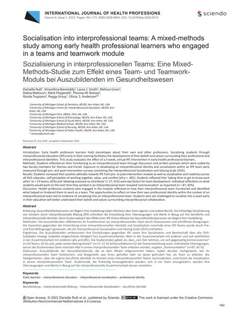 (PDF) Socialisation into interprofessional teams: A mixed-methods study ...