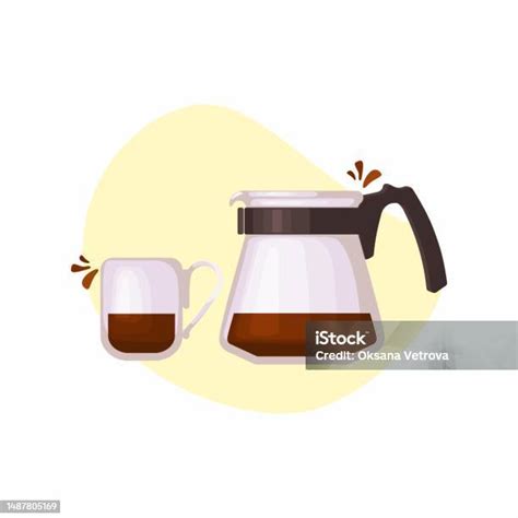커피를 만들기 위한 예시 편집 장치 V60 Hario 및 컵 커피 커피 음료 커피 포트 메뉴 또는 광고 배너에 대한 벡터 이미지