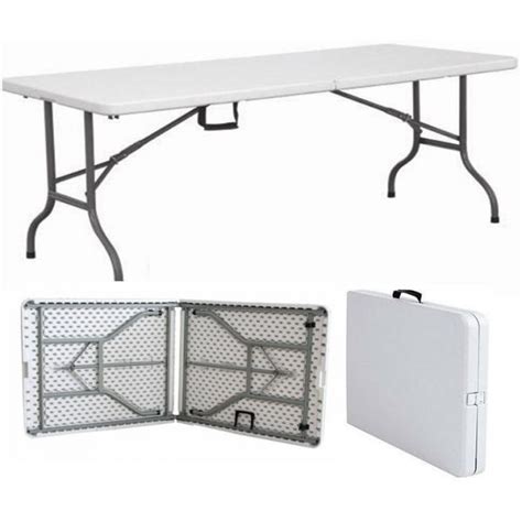 White Rectangular Fiber Plastic Foldable Table 180 X 75 X 74 Cm Ft180