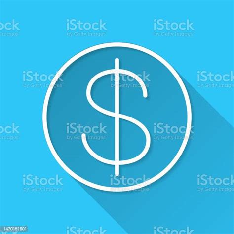 달러 동전 파란색 배경에 아이콘 긴 그림자가 있는 평면 디자인 0명에 대한 스톡 벡터 아트 및 기타 이미지 0명 3차원 형태 개념 Istock
